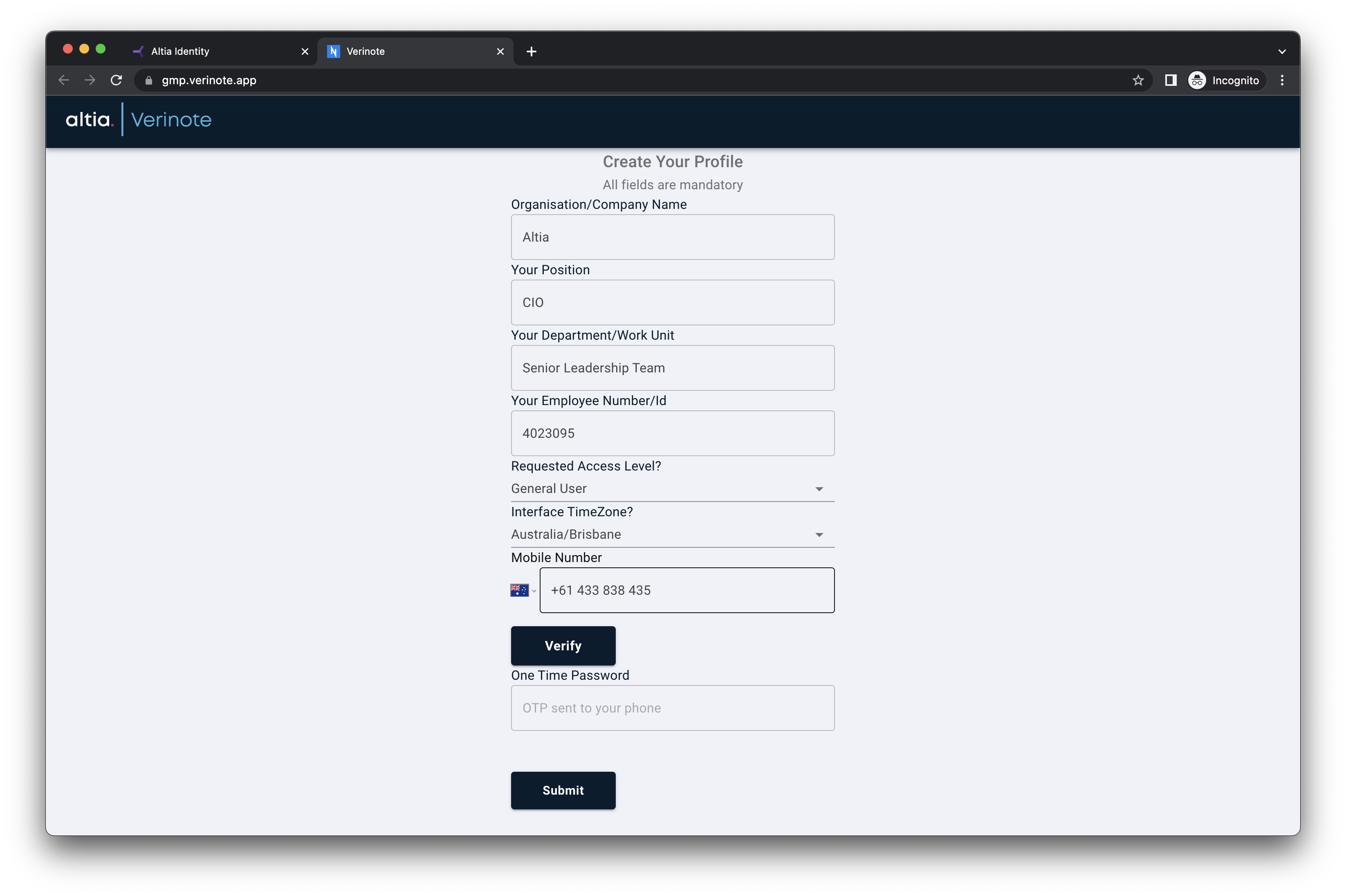 Registering your Altia.Identity to access Altia Service(s) – Altia